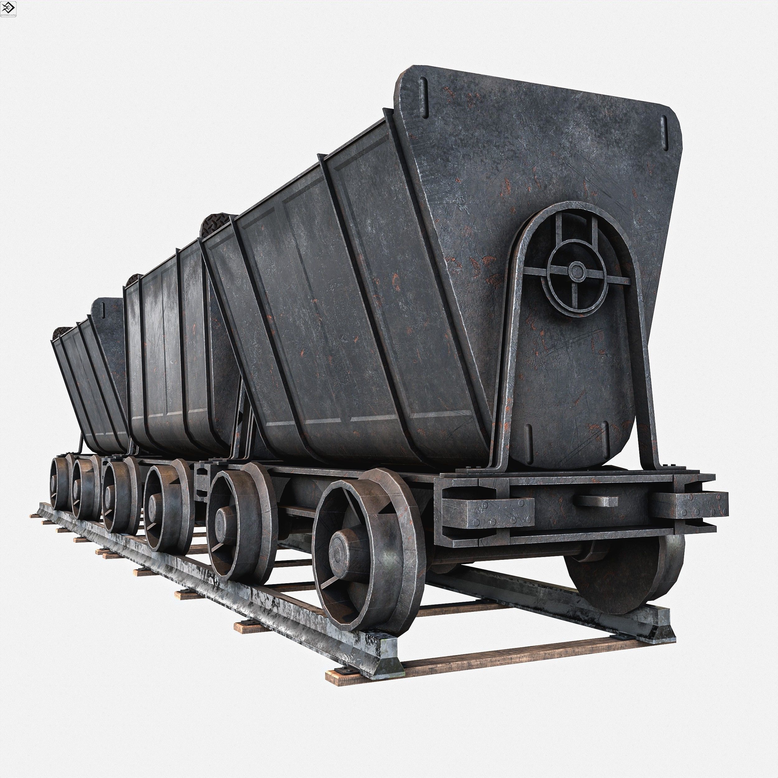 3D model Mine Cart With Track VR / AR / low-poly | CGTrader