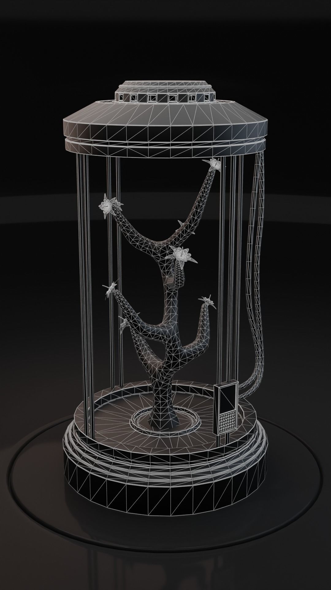 3D model Sci-Fi alien plant with lab container equipment K VR / AR ...