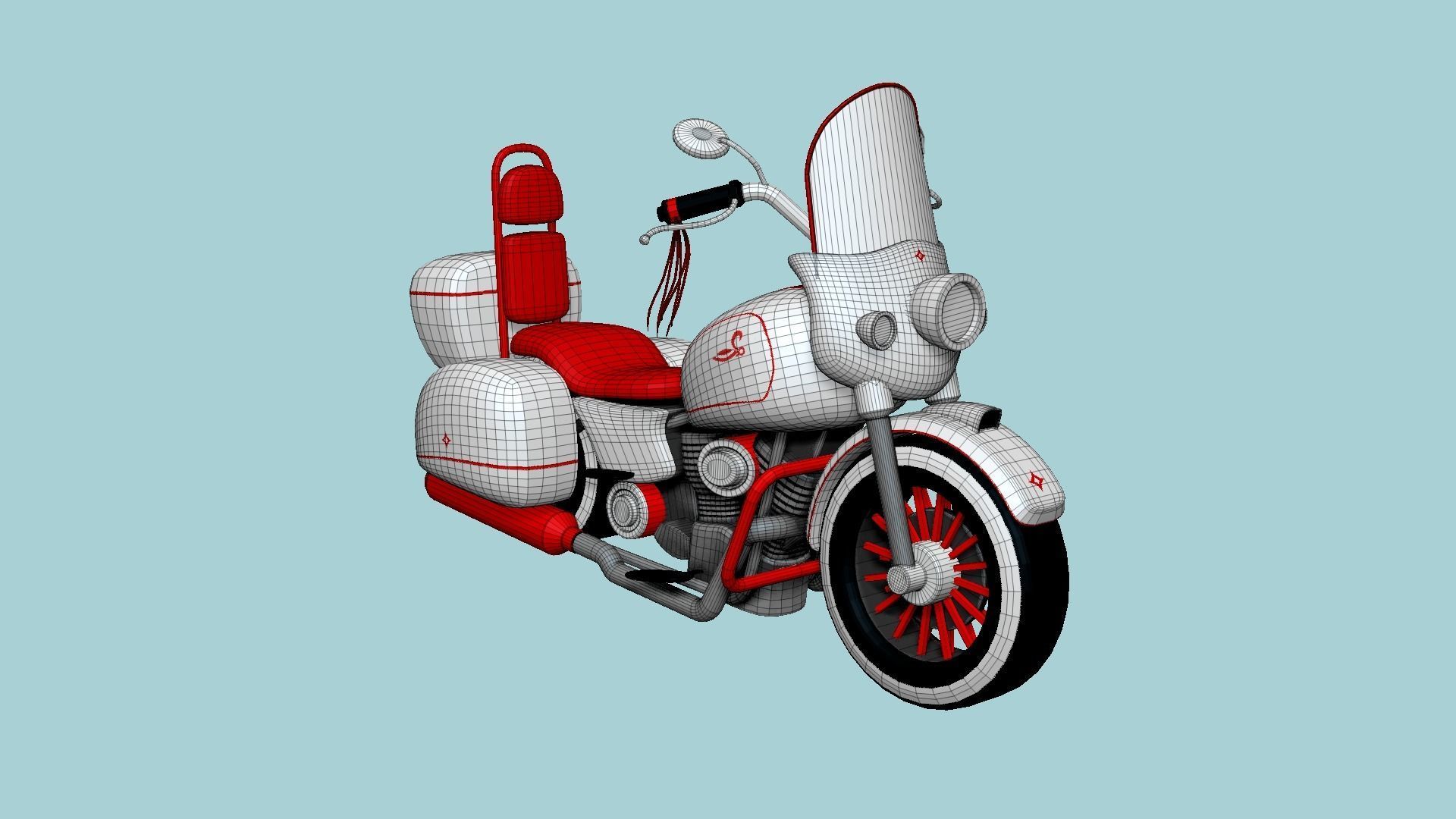 3D model Motorcycle Cartoon B03 White Red - Custom Vehicle Design VR ...