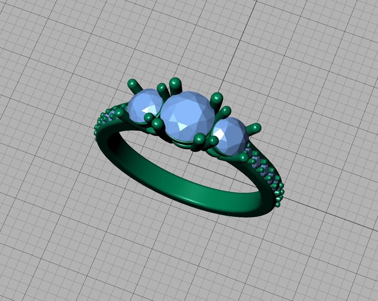 THREE STONE Engagement Ring 3dmodel Promise Ring 3D model 3D printable ...