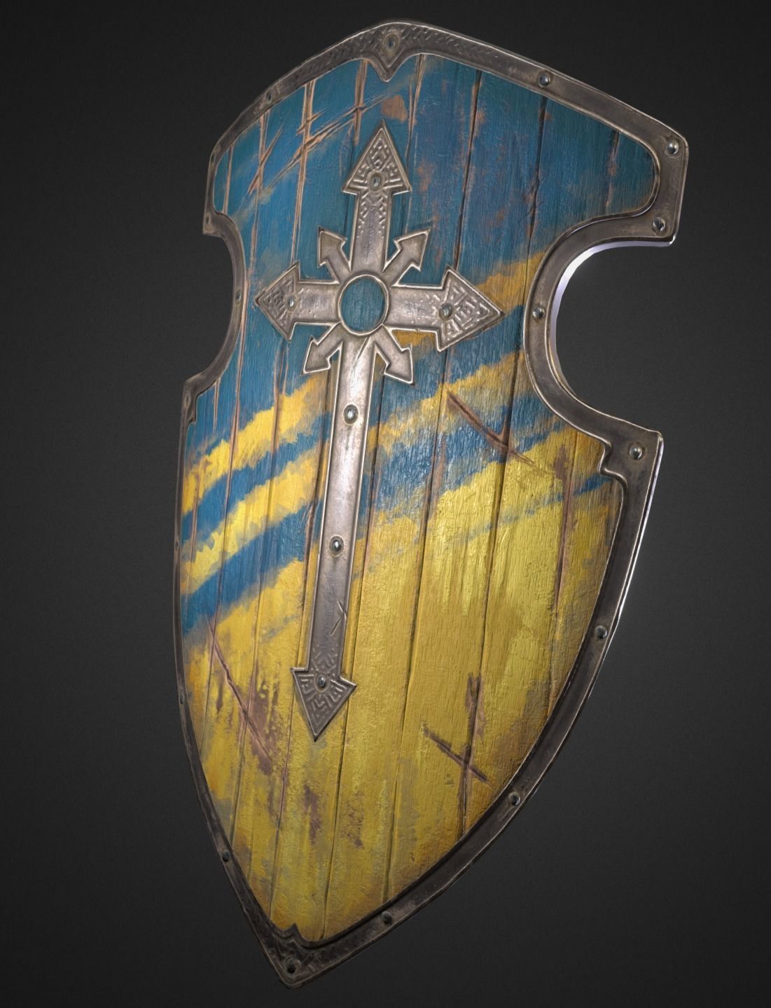 3D model Old Wooden Shield with Substance source VR / AR / low-poly ...