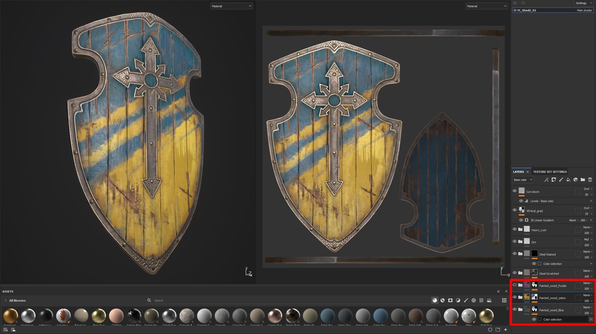 3D model Old Wooden Shield with Substance source VR / AR / low-poly ...