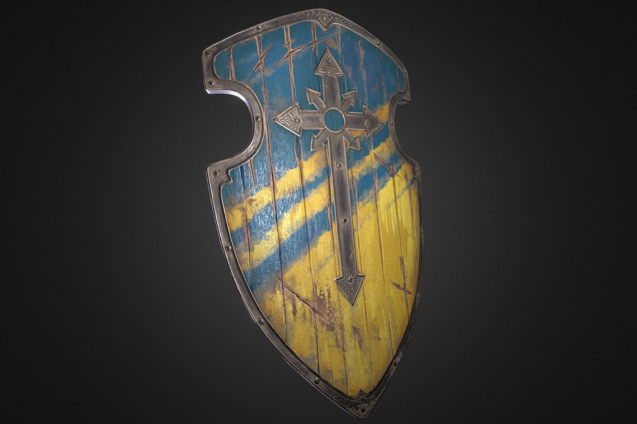 3D model Old Wooden Shield with Substance source VR / AR / low-poly ...