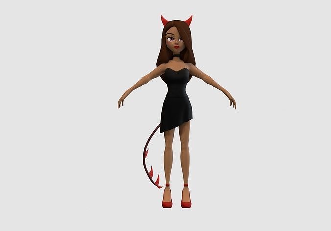 devil cartoon girl 3D model | CGTrader