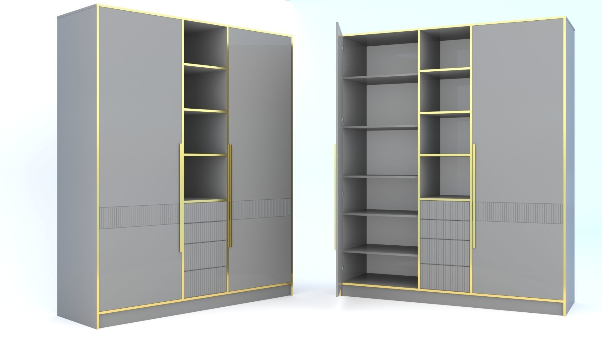 Shkaf wardrobe with shelves and drawers 3D model | CGTrader