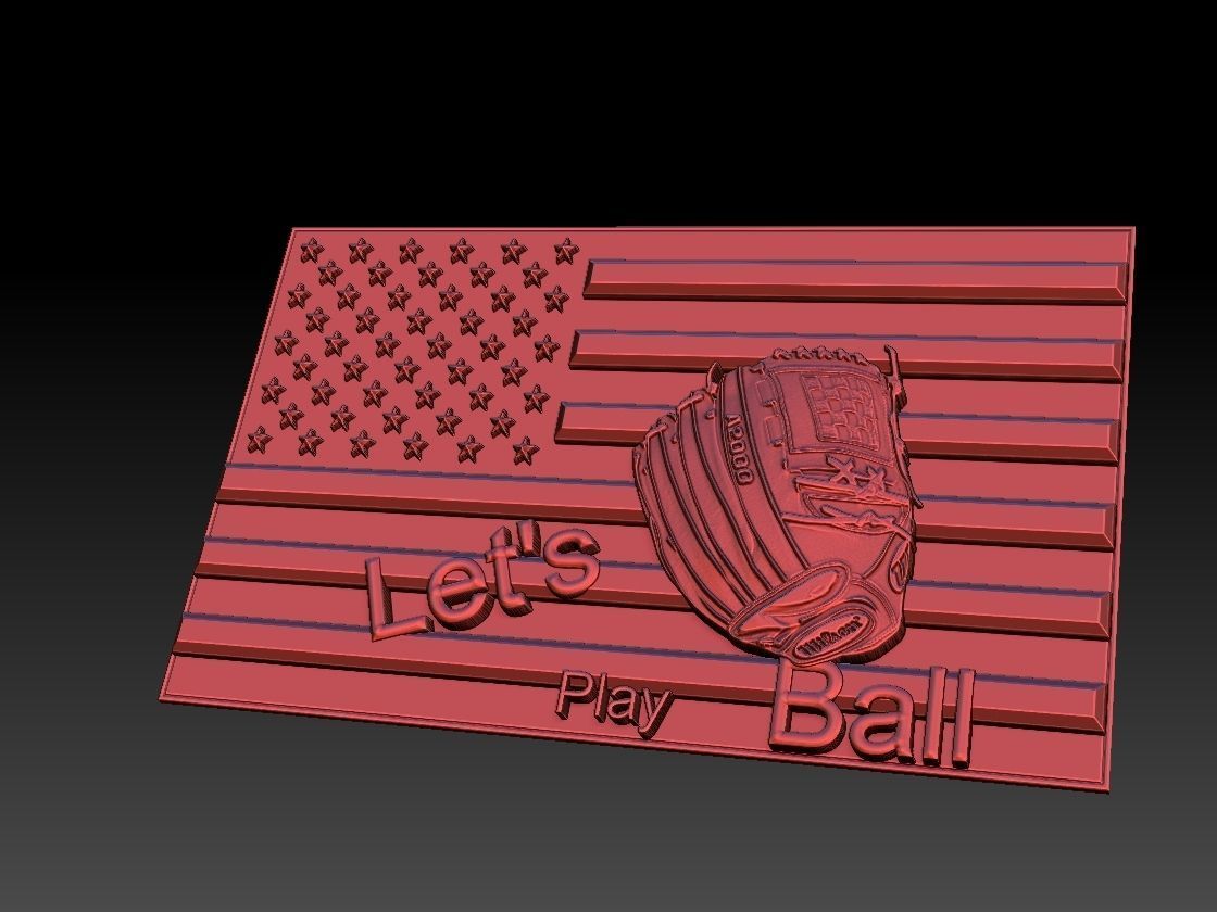 usa flag lets play ball 3D model 3D printable | CGTrader