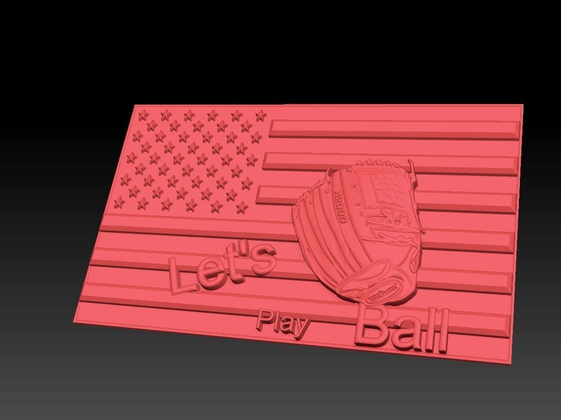 usa flag lets play ball 3D model 3D printable | CGTrader