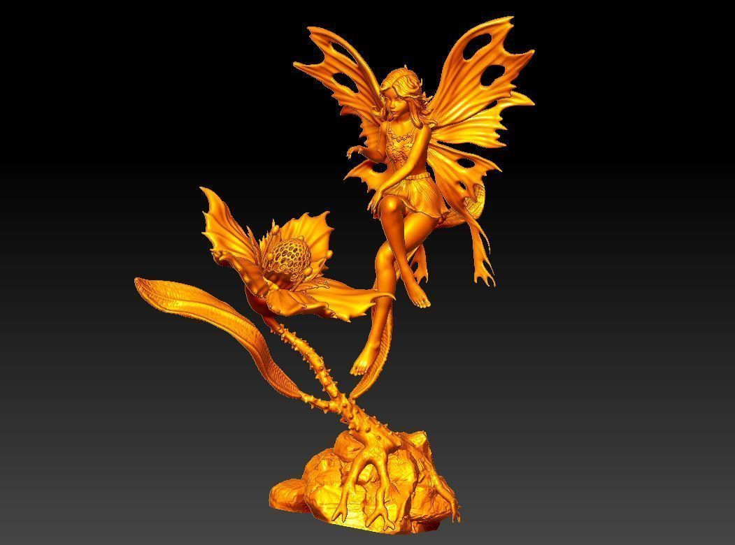 Fairy butterfly on a flower 3D model 3D printable | CGTrader