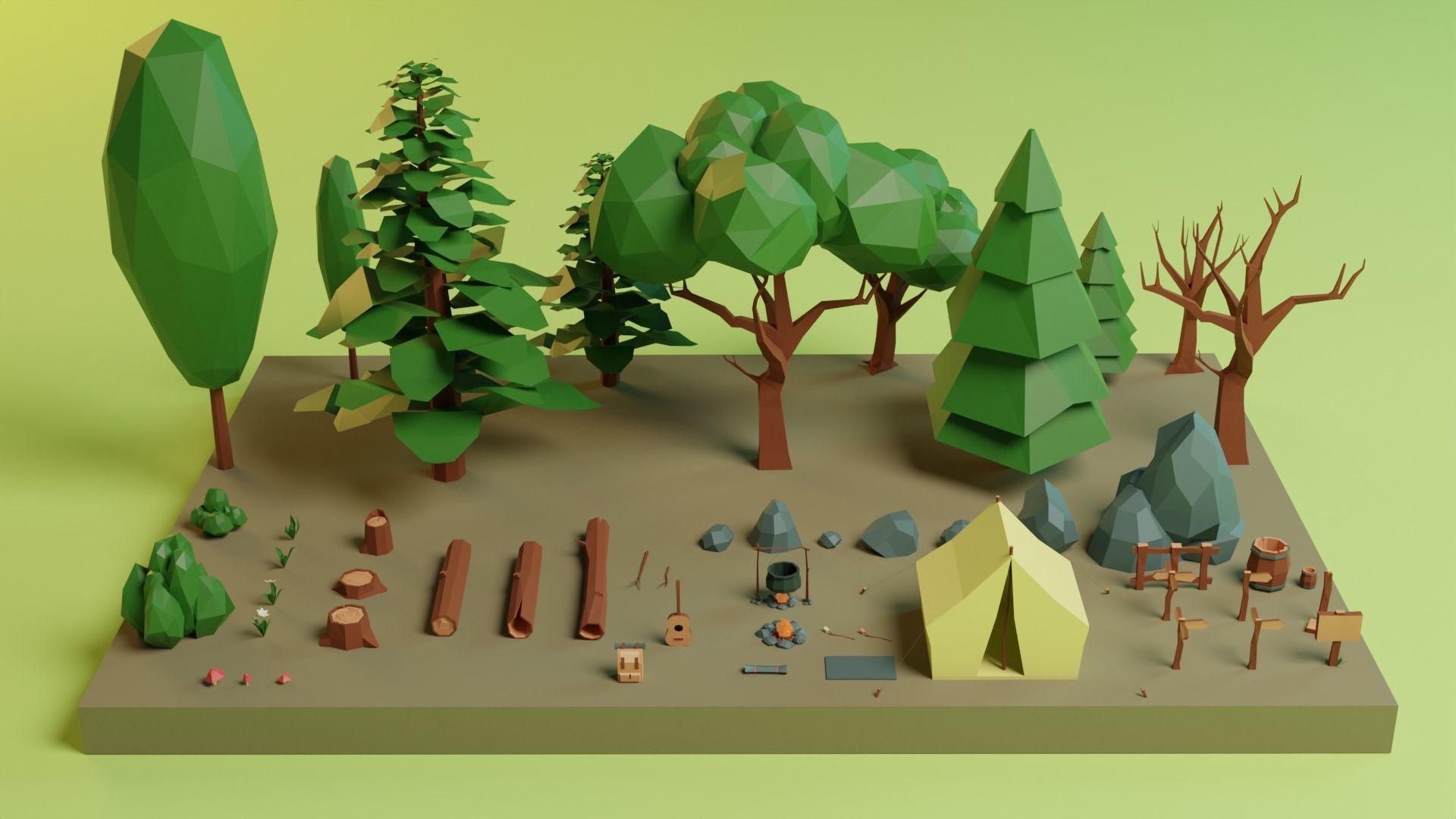 3D model Low Poly Forest Camp VR / AR / low-poly | CGTrader