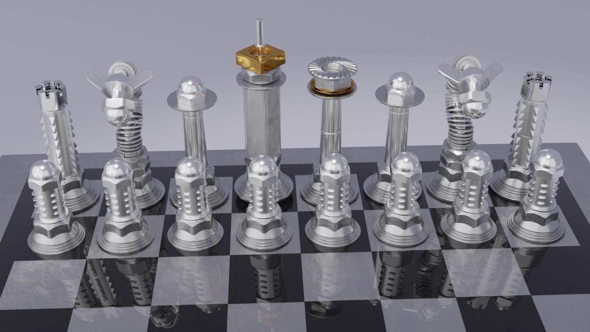 3D model Chess stylized set pieces and board 01 VR / AR / low-poly ...