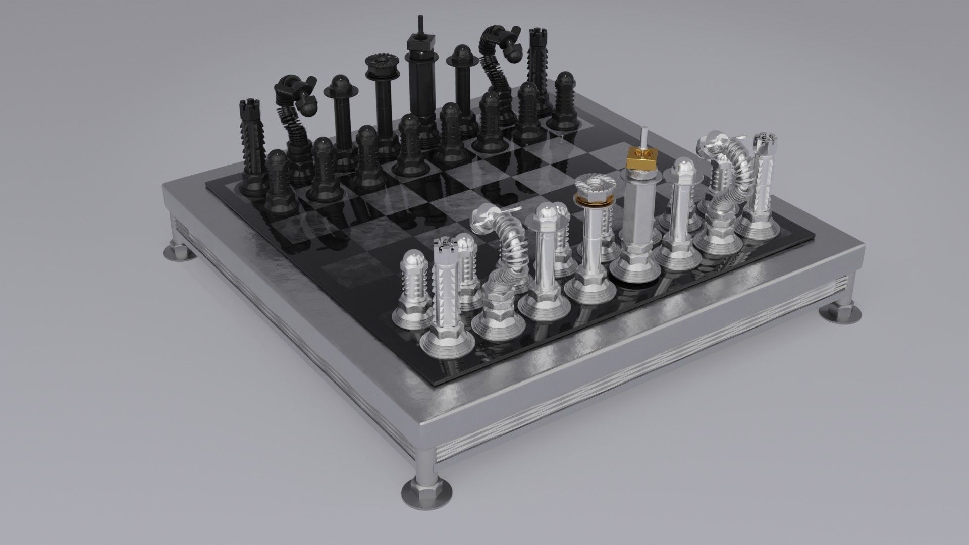 3D model Chess stylized set pieces and board 01 VR / AR / low-poly ...