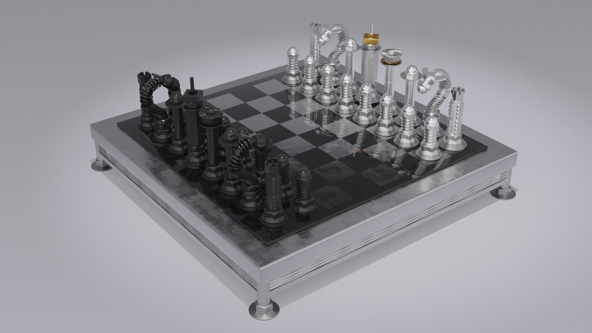 3D model Chess stylized set pieces and board 01 VR / AR / low-poly ...