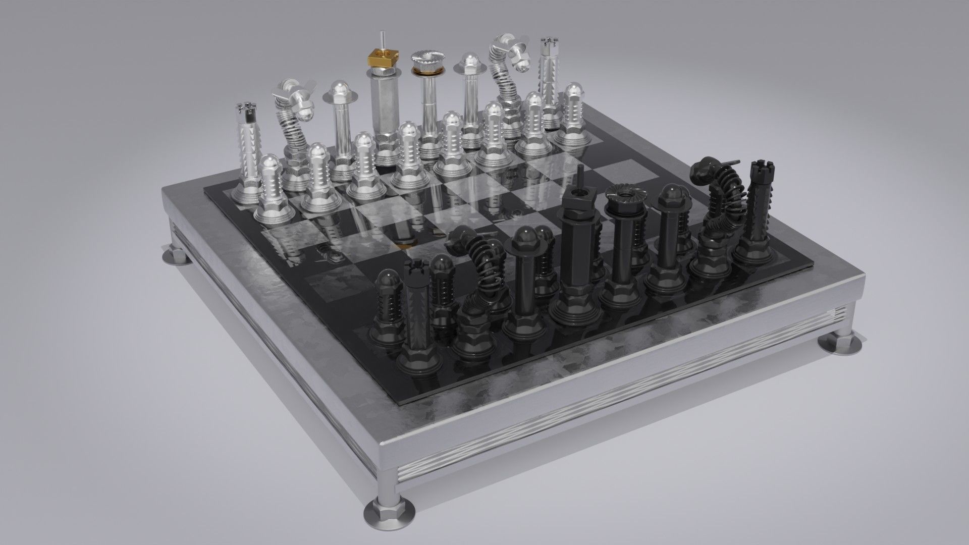 3D model Chess stylized set pieces and board 01 VR / AR / low-poly ...
