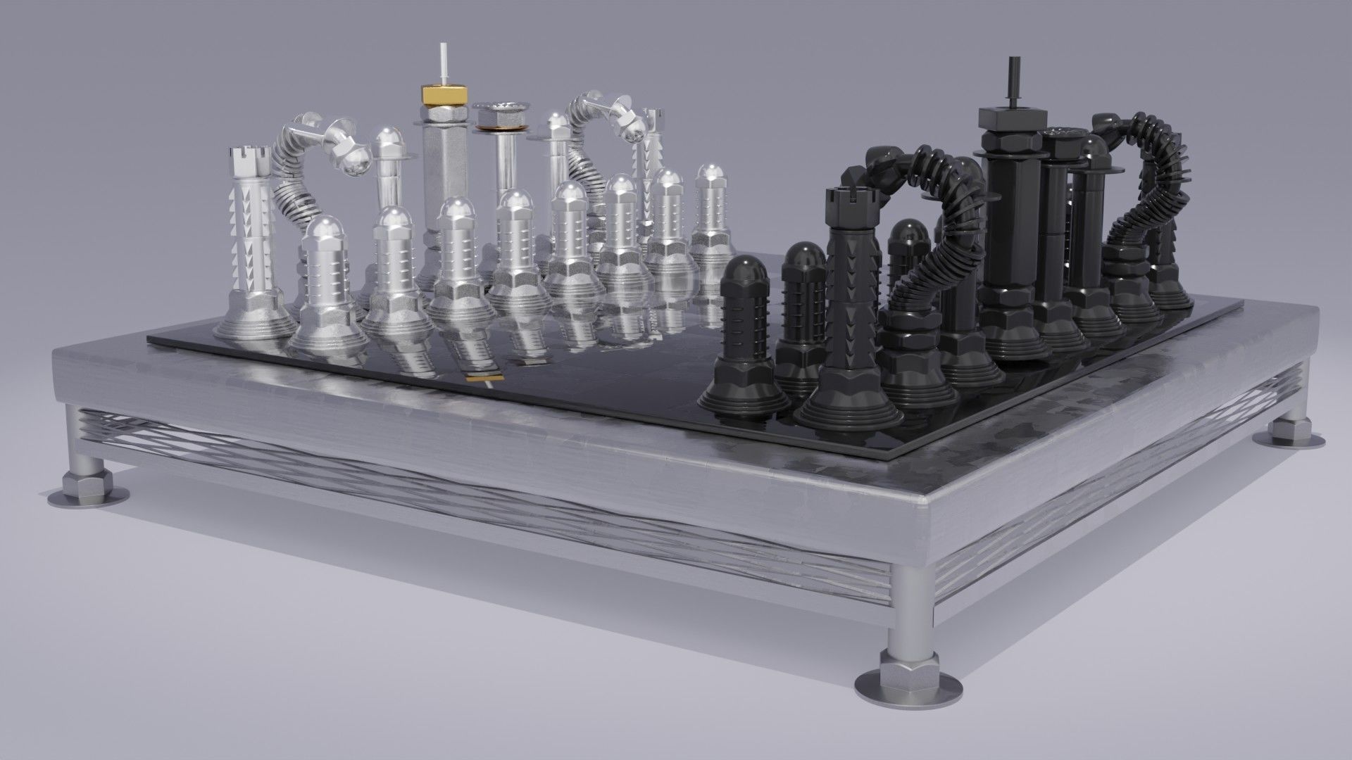 3D model Chess stylized set pieces and board 01 VR / AR / low-poly ...