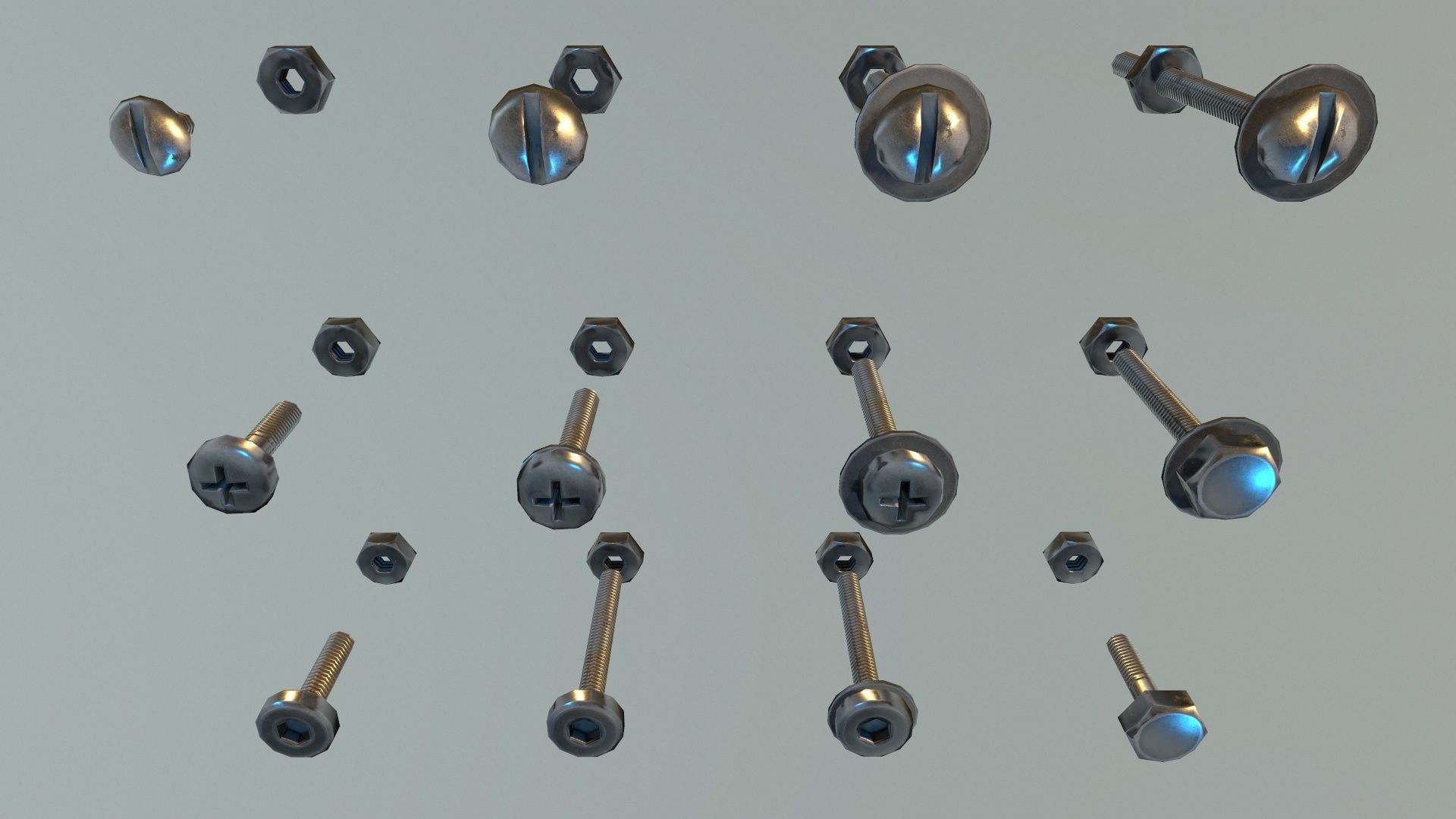 3D model Bolt SET different bolts and screws VR / AR / low-poly | CGTrader