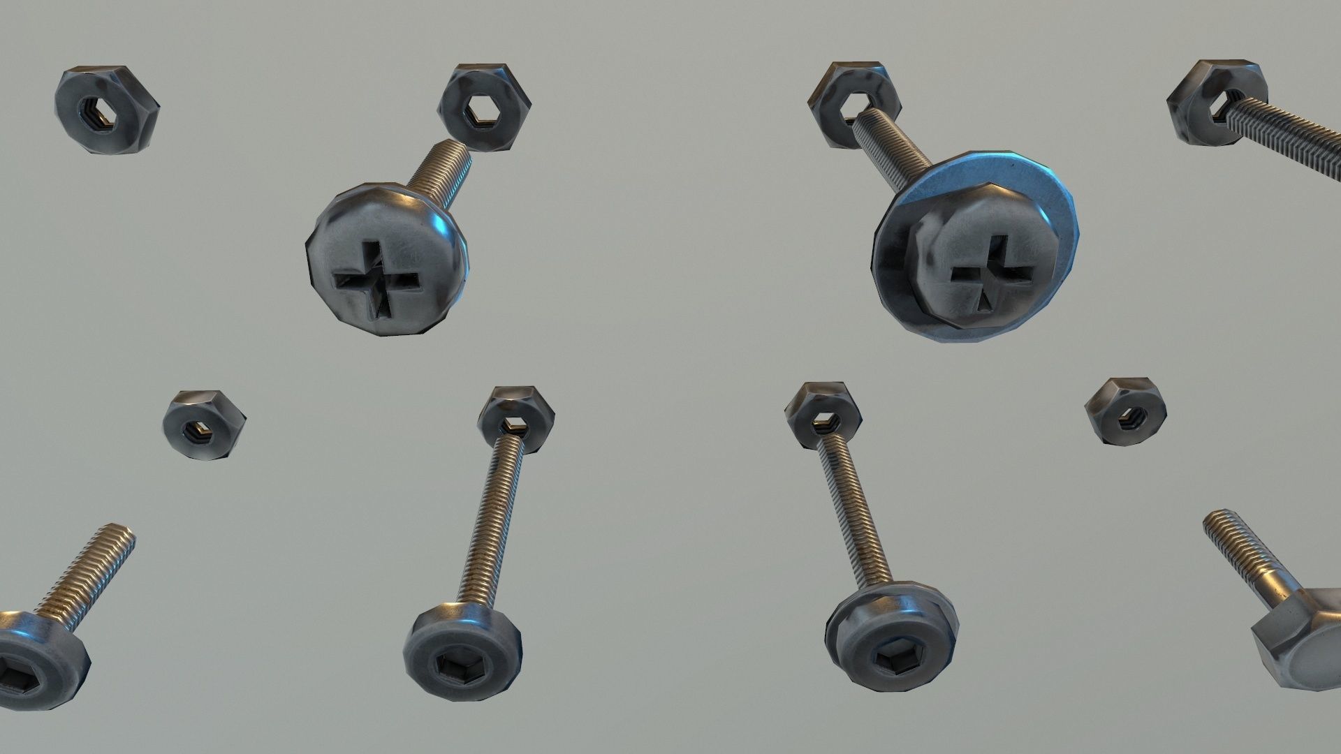 3D model Bolt SET different bolts and screws VR / AR / low-poly | CGTrader