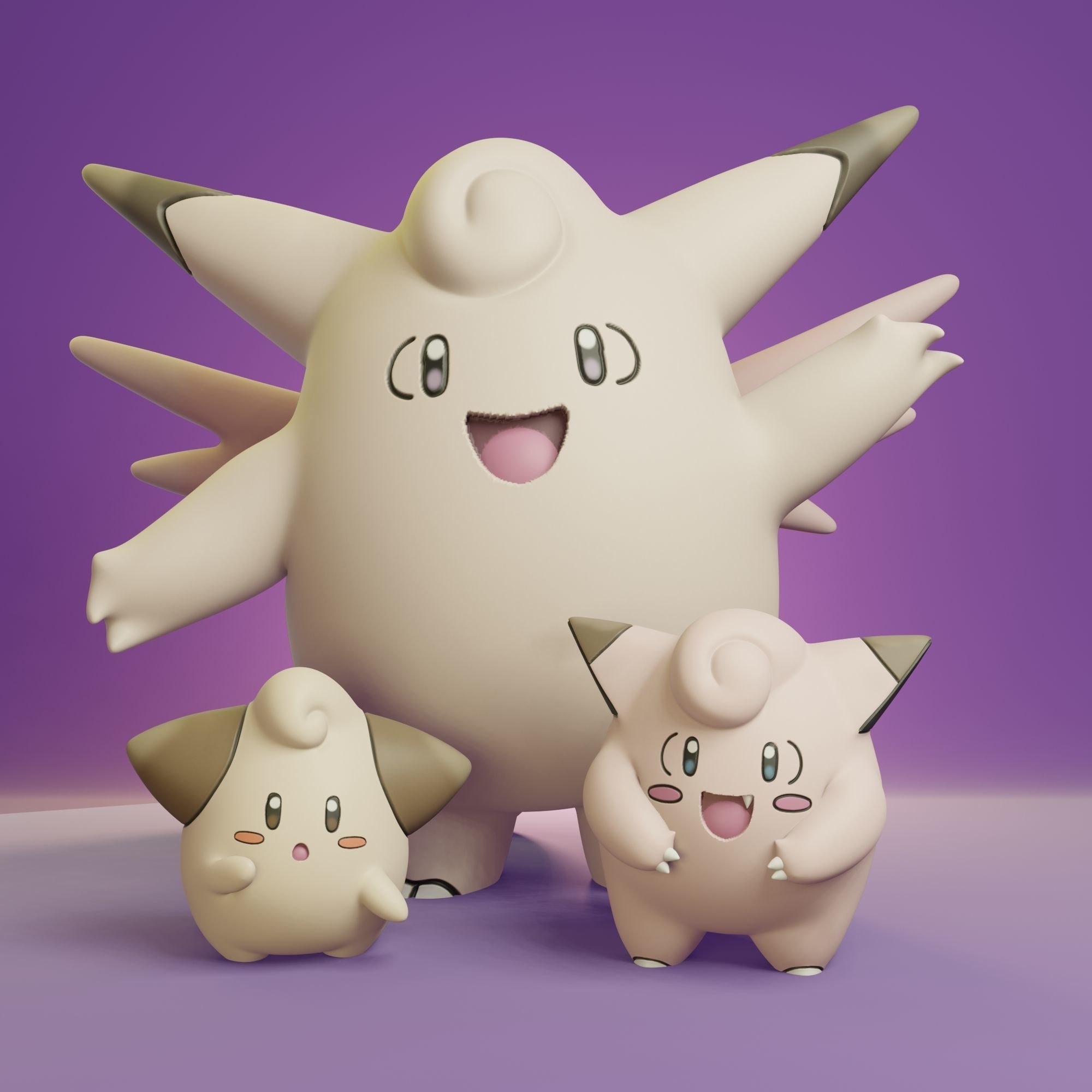 Pokemon - Cleffa Clefairy and Clefable 3D model 3D printable | CGTrader