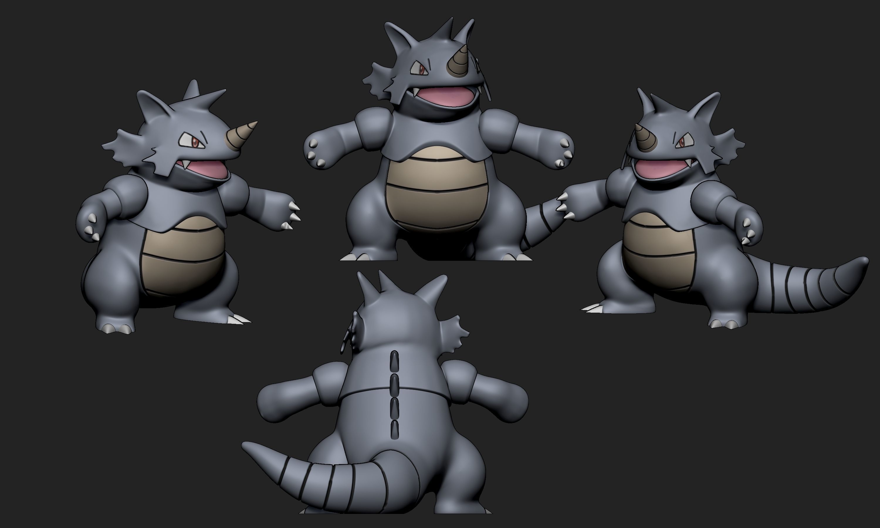 Pokemon - Rhyhorn Rhydon and Rhyperior 3D model 3D printable | CGTrader