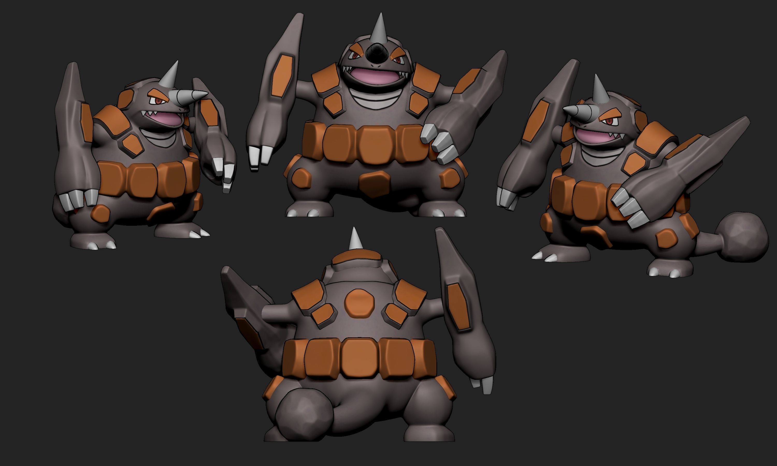 Pokemon - Rhyhorn Rhydon and Rhyperior 3D model 3D printable | CGTrader