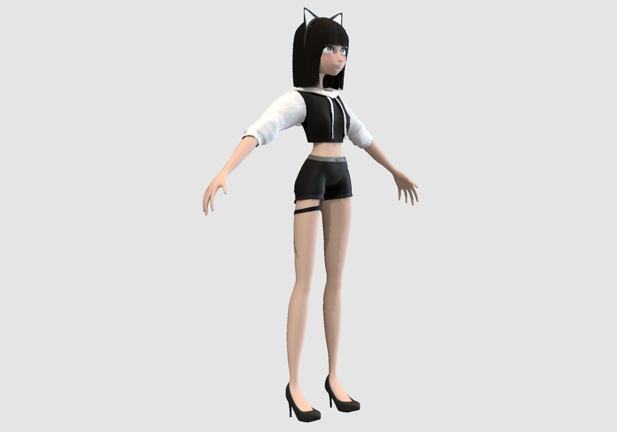 cute cat girl 3D model | CGTrader