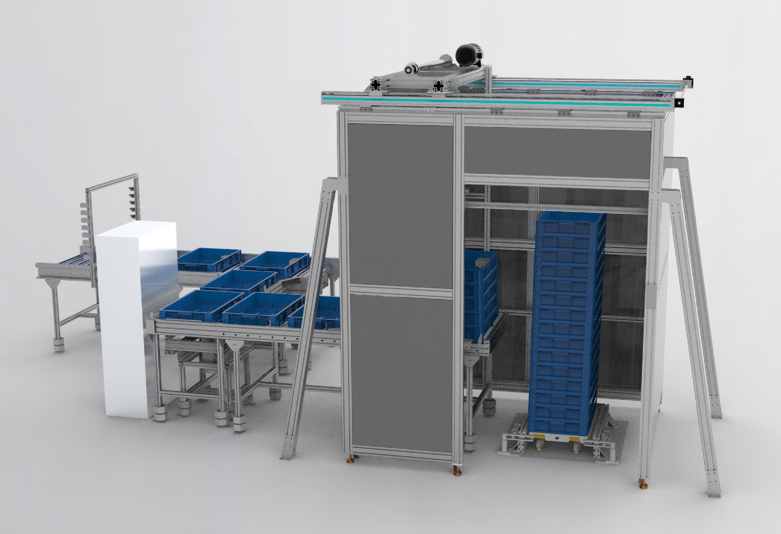 Plastic box stacking conveyor 3D model | CGTrader