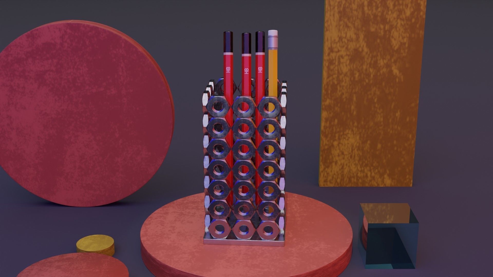 3D model Stylized nut pen holder VR / AR / low-poly | CGTrader