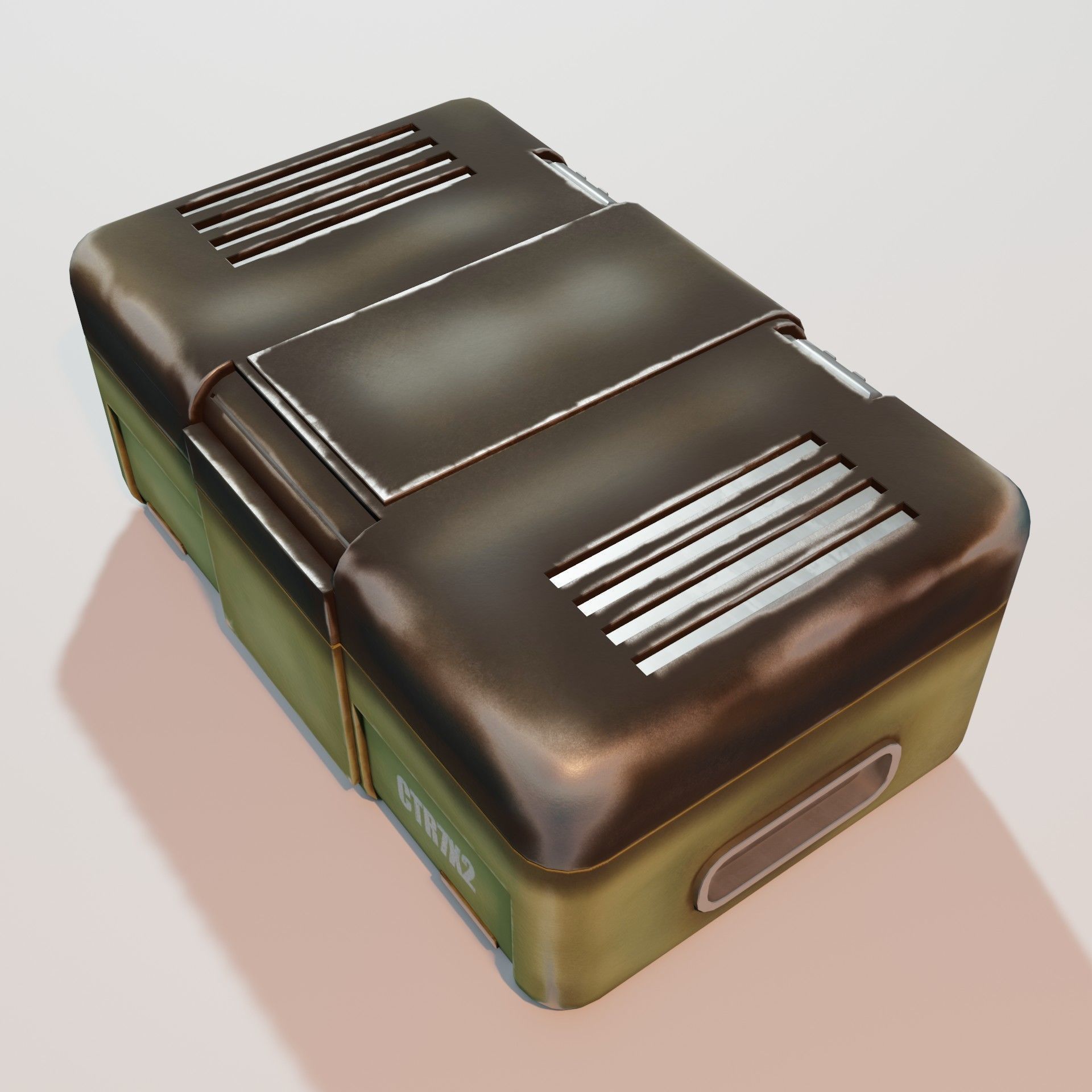 3D model Sci fi military armoured low poly metal box hard case VR / AR ...