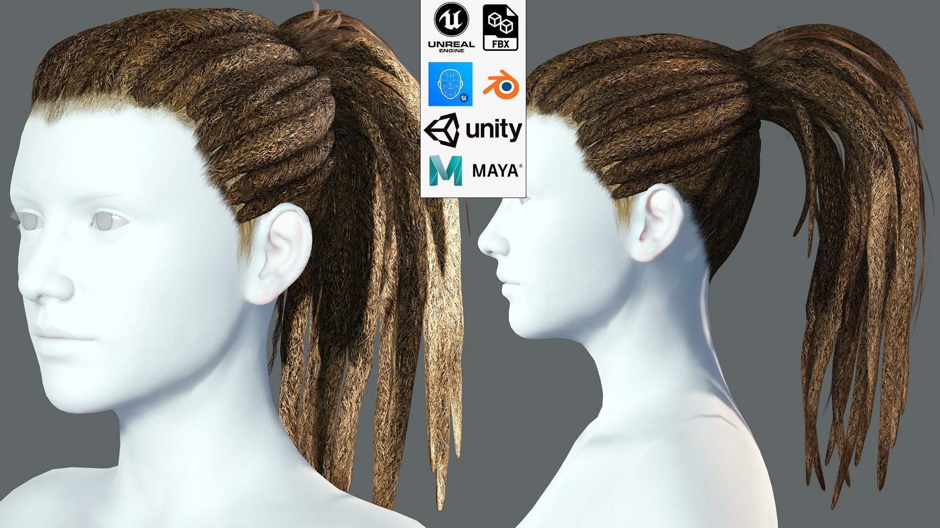 Realistic Dreads Hair Rasta free VR / AR / low-poly 3D model rigged ...
