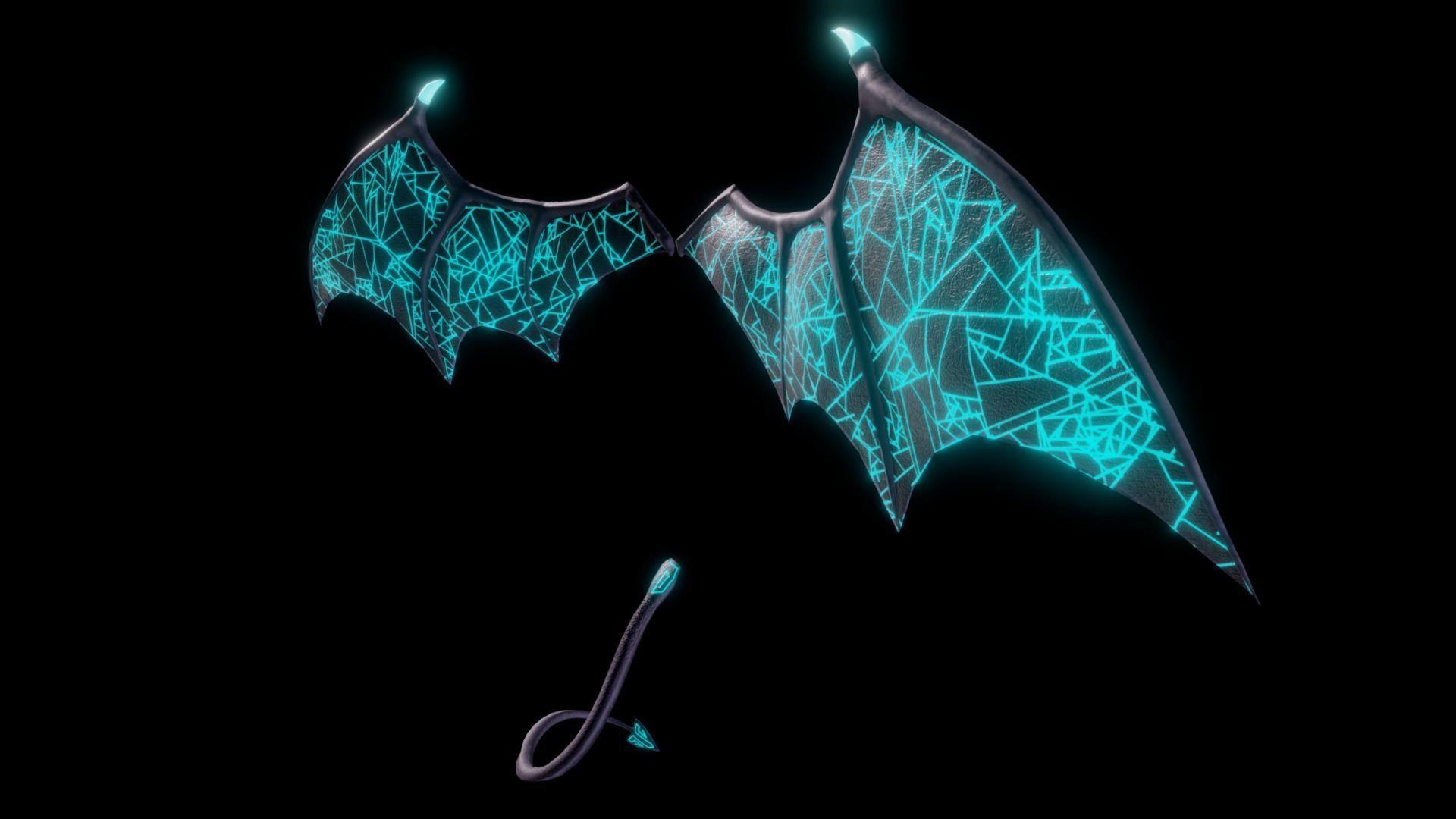 3D model Demon Cyber Wings and Tail Low-Poly VR / AR / low-poly | CGTrader