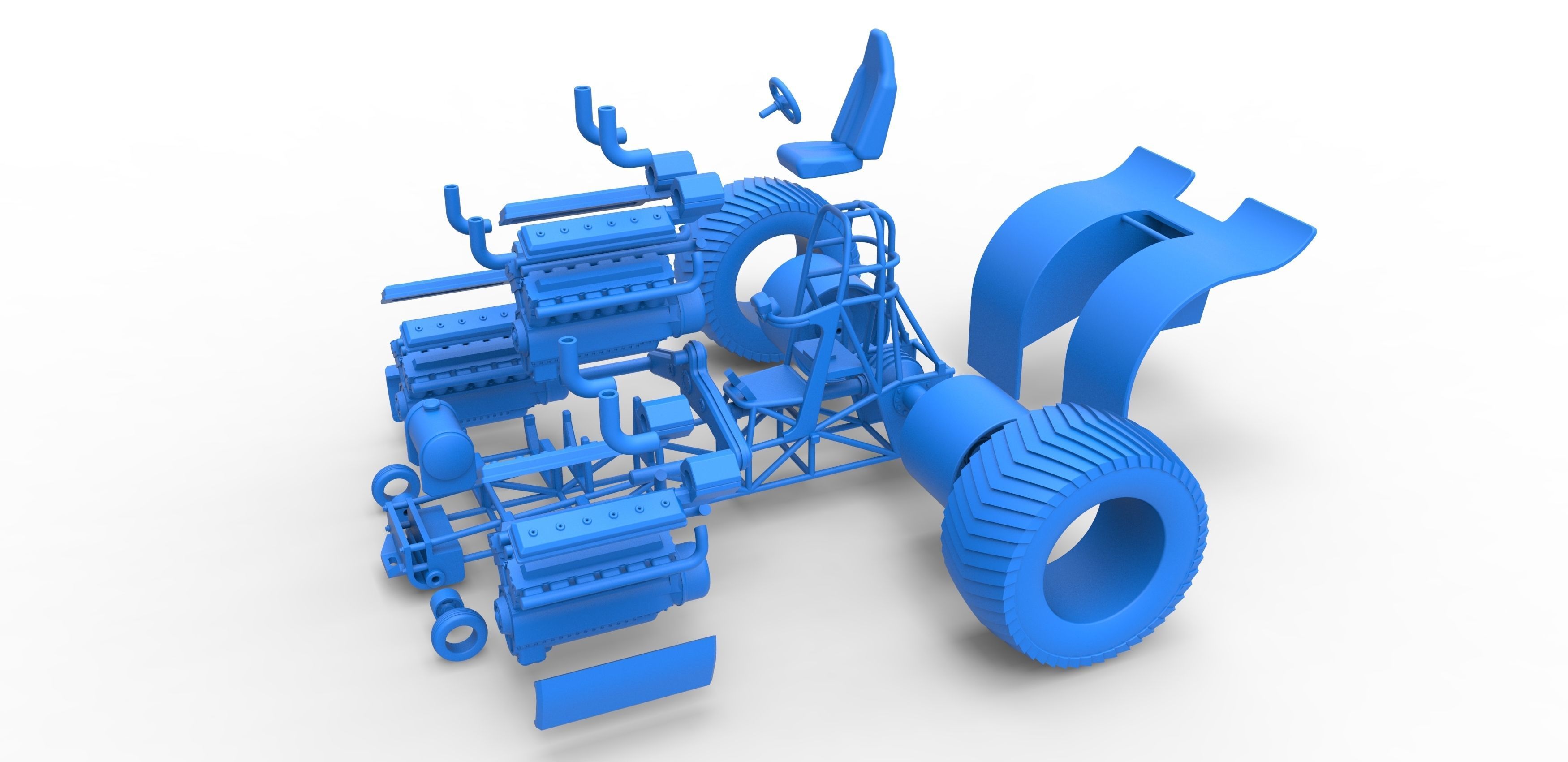 Pulling tractor with 3 turbo engines V12 Scale 1 to 25 3D model 3D ...