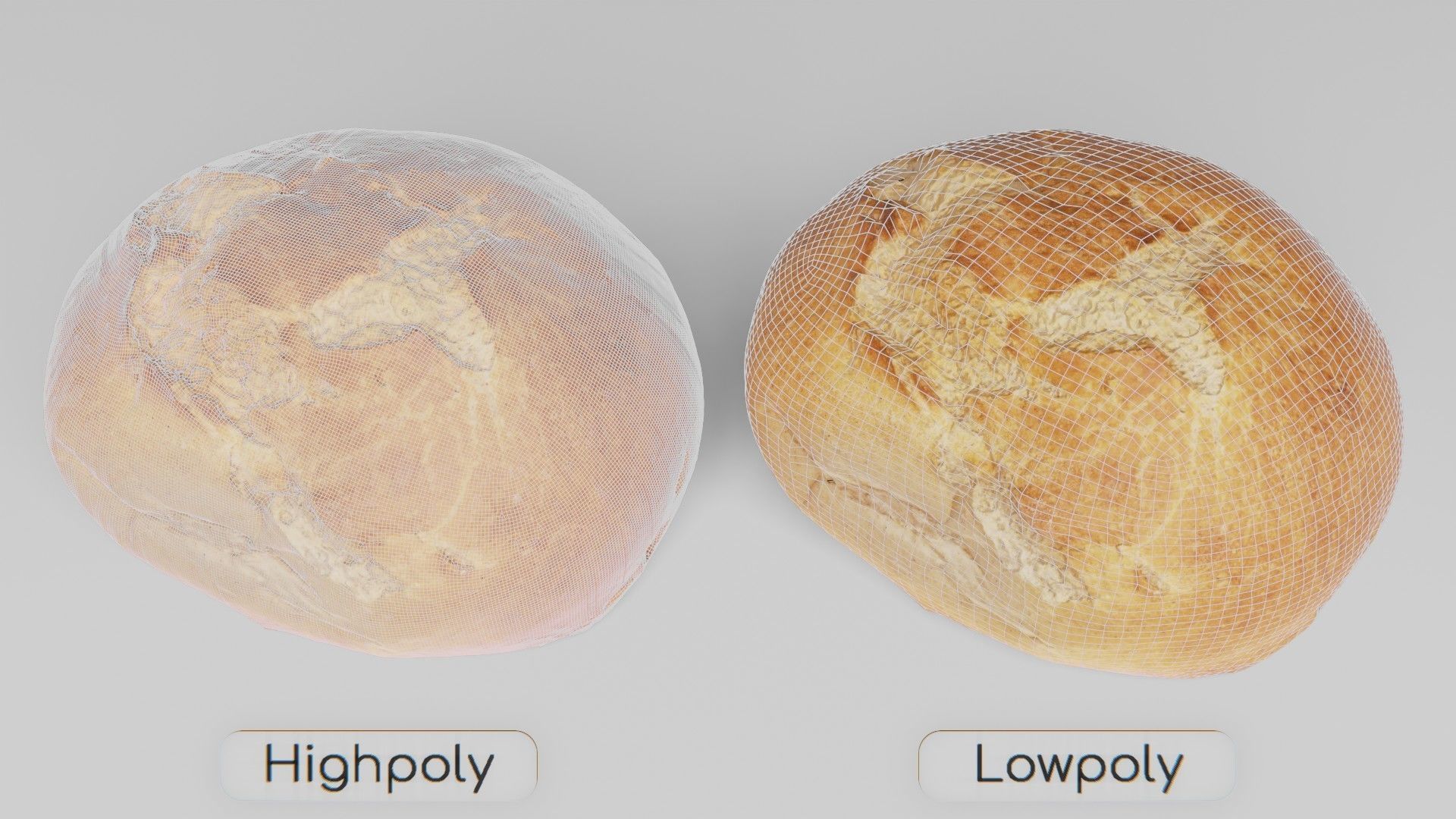 3D model Bun - Highpoly and Lowpoly model VR / AR / low-poly | CGTrader