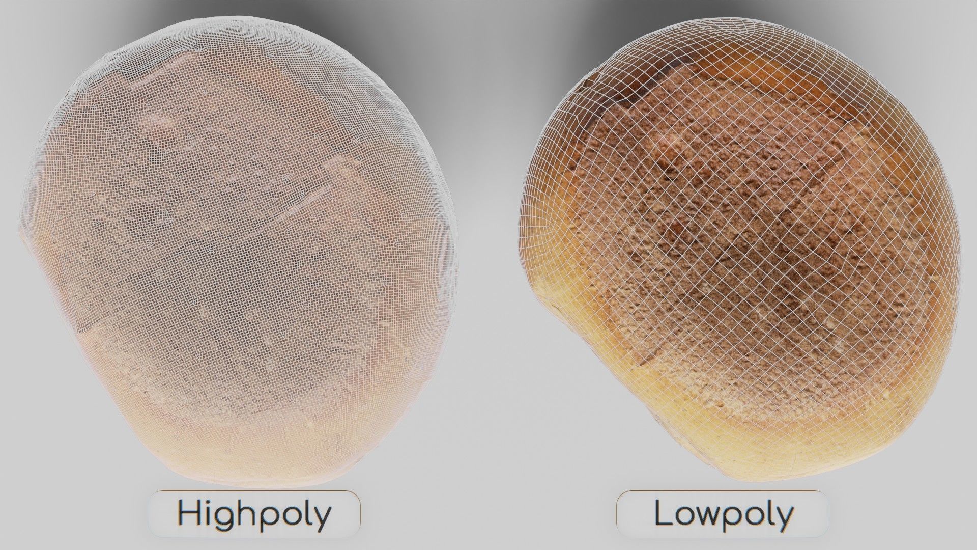 3D model Bun - Highpoly and Lowpoly model VR / AR / low-poly | CGTrader