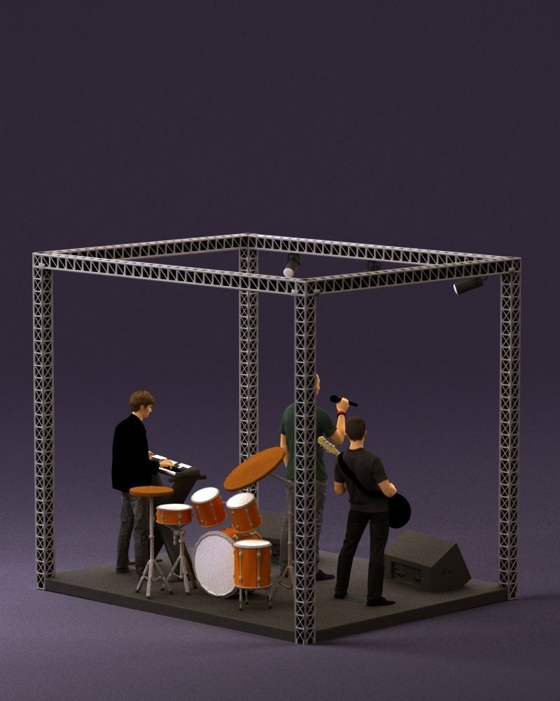 000966 Rock band on the stage 3D model | CGTrader