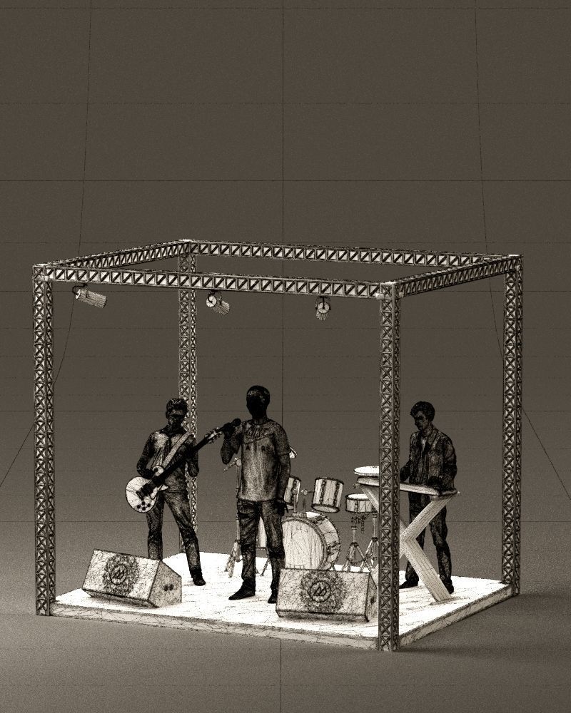 000966 Rock band on the stage 3D Print Ready 3D model 3D printable ...