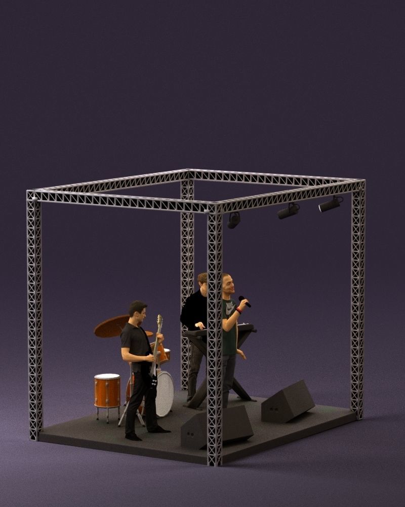 000966 Rock band on the stage 3D Print Ready 3D model 3D printable ...