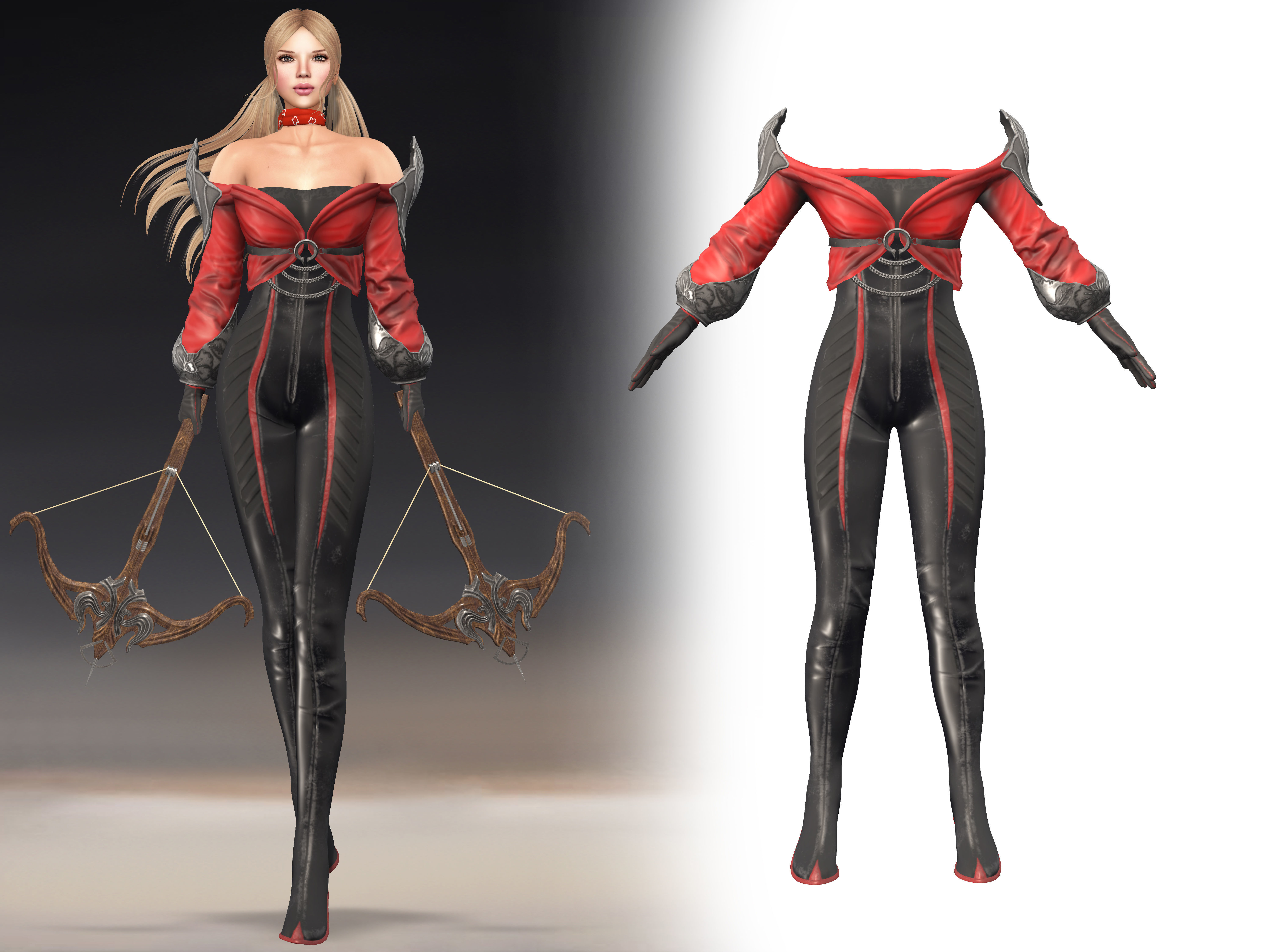 3D model Crimson Black Warrior Armour Bodysuit VR / AR / low-poly ...