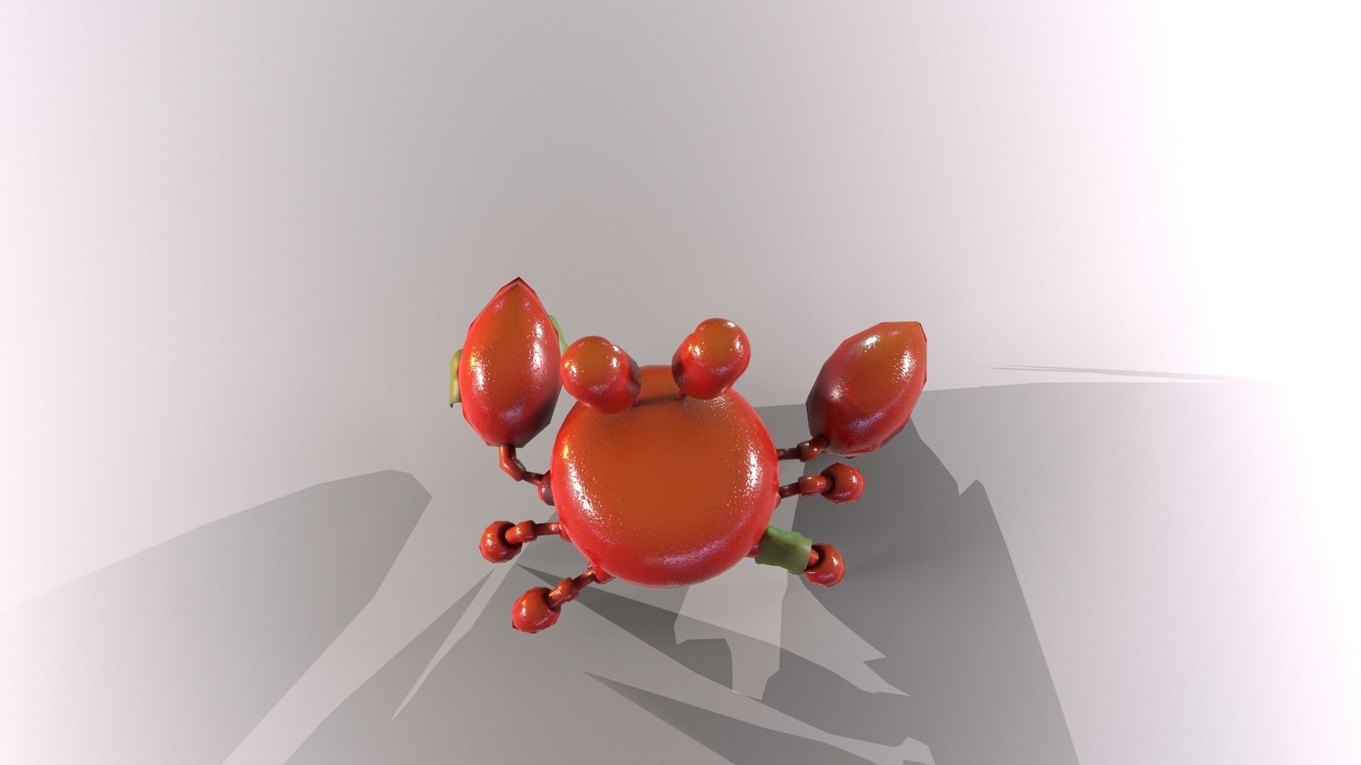 3D model Low poly friendly cute cartoon crab character VR / AR / low ...