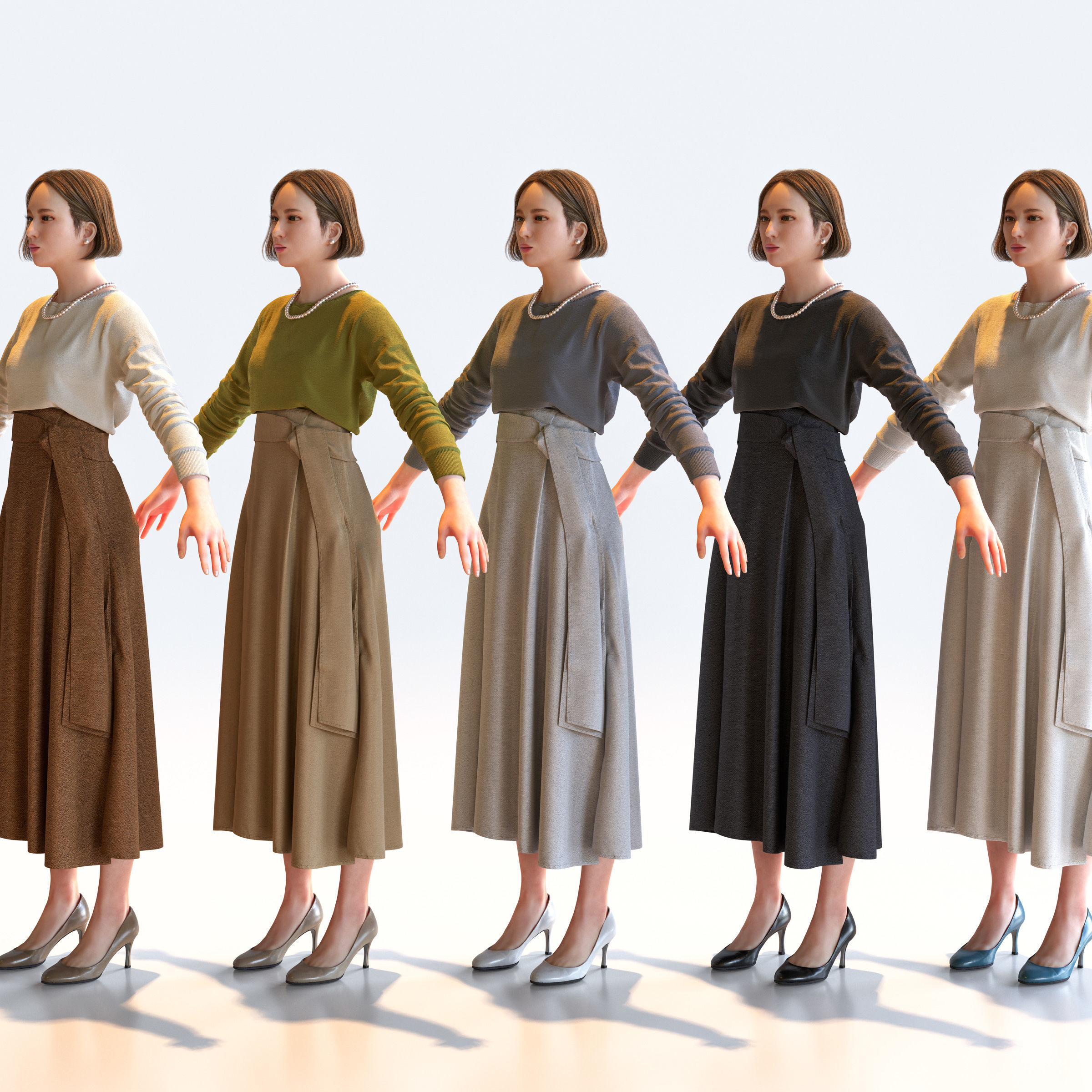 Asian Smart Casual Woman in A-pose 4 - S1-F4F A 3D model | CGTrader