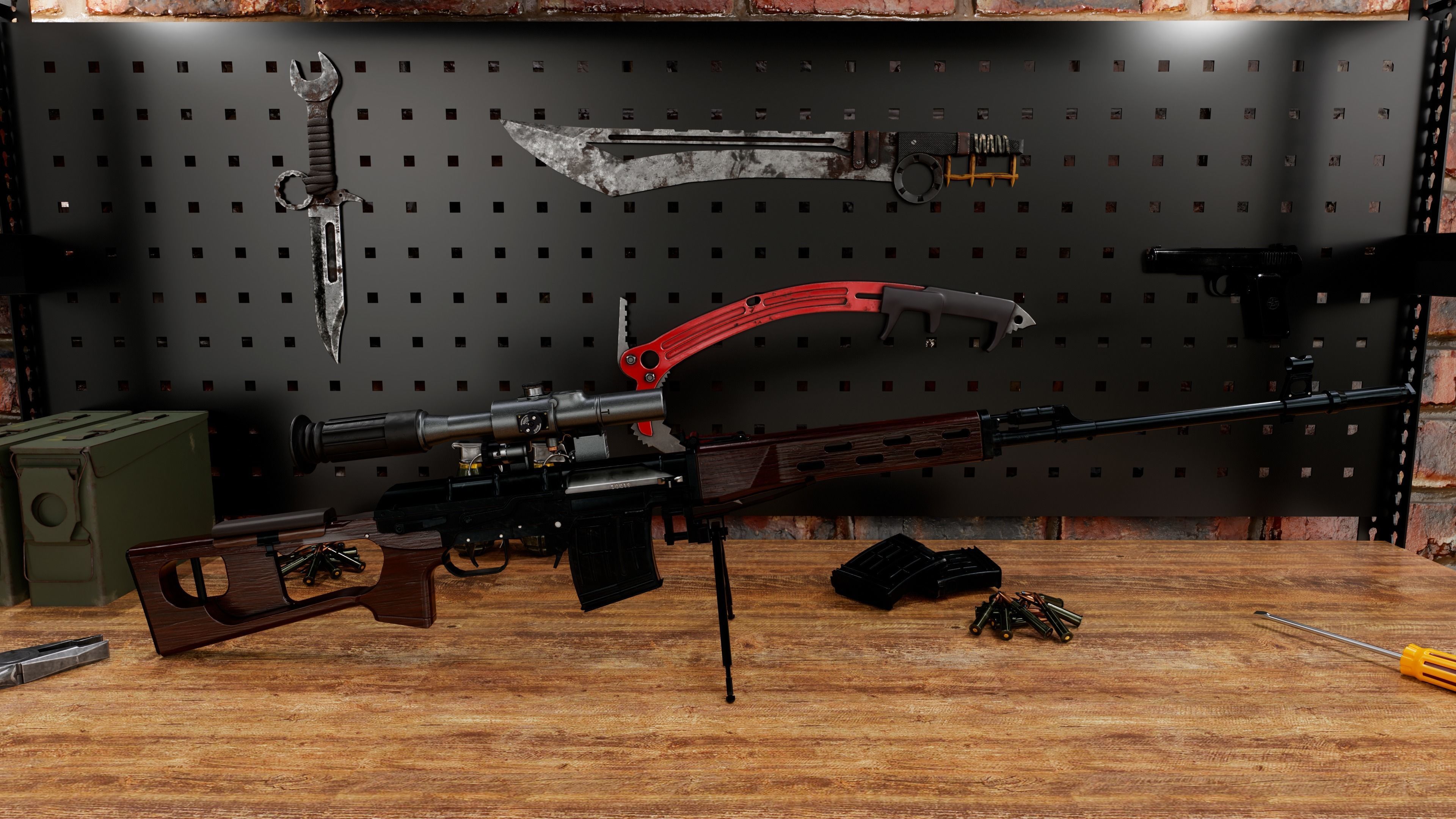 3D model SVD Dragunov sniper rifle game ready PBR VR / AR / low-poly ...