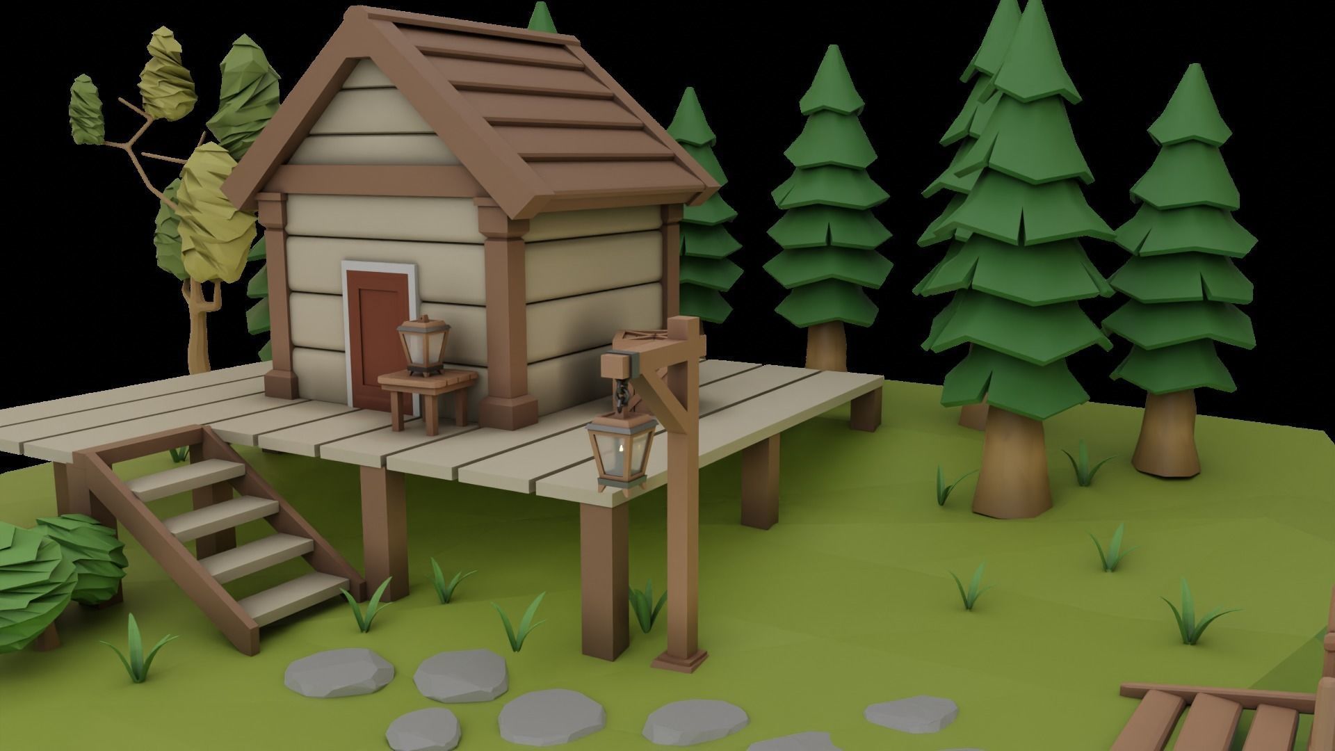 Low poly House in forest free VR / AR / low-poly 3D model | CGTrader