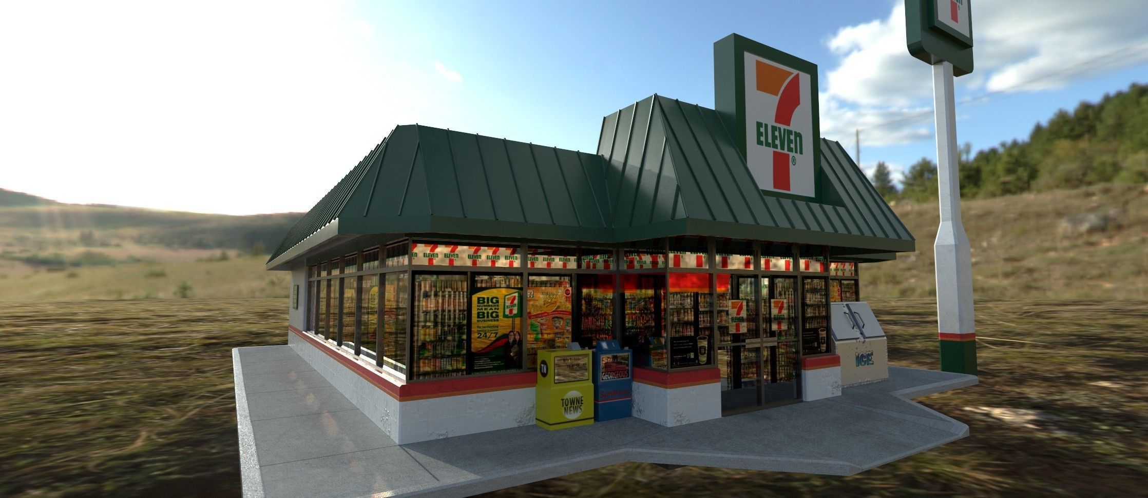 3D model 7-11 Convenience Store Exterior Model VR / AR / low-poly ...