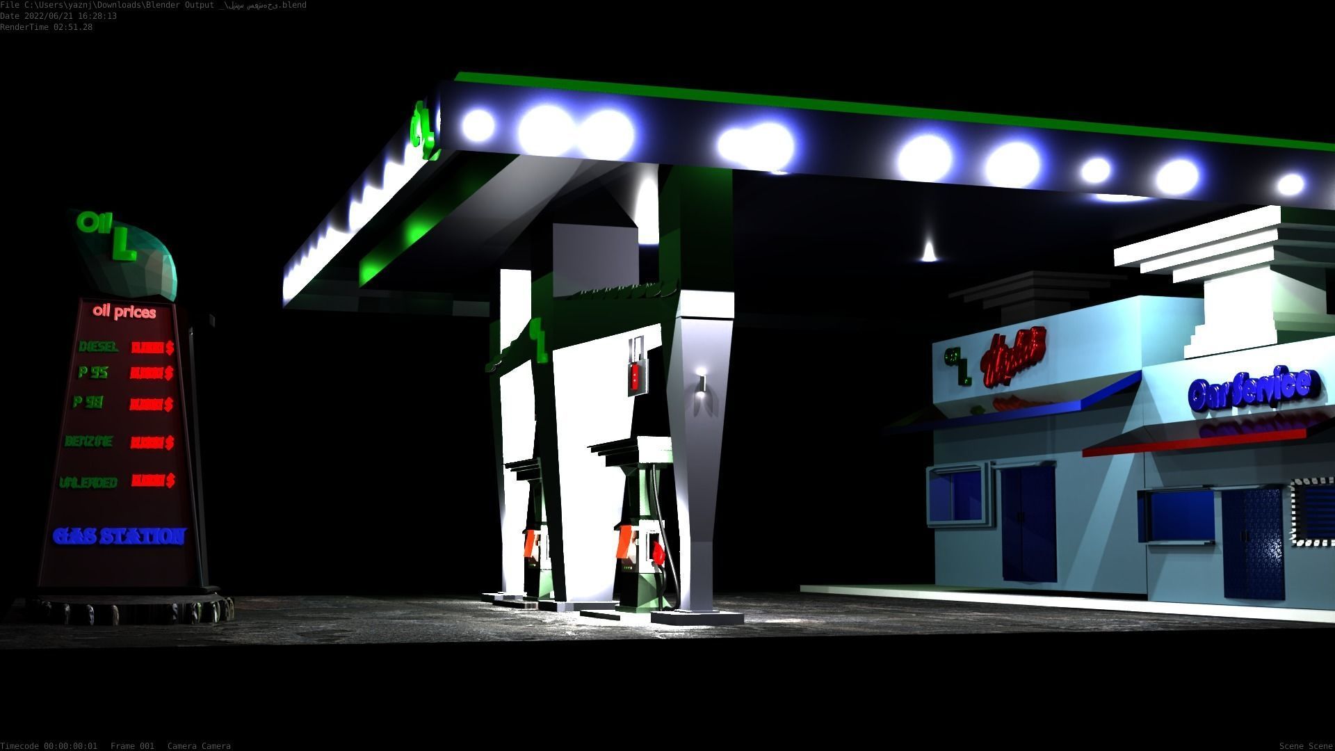 3D model Basic Gas Station With Two Market VR / AR / low-poly | CGTrader