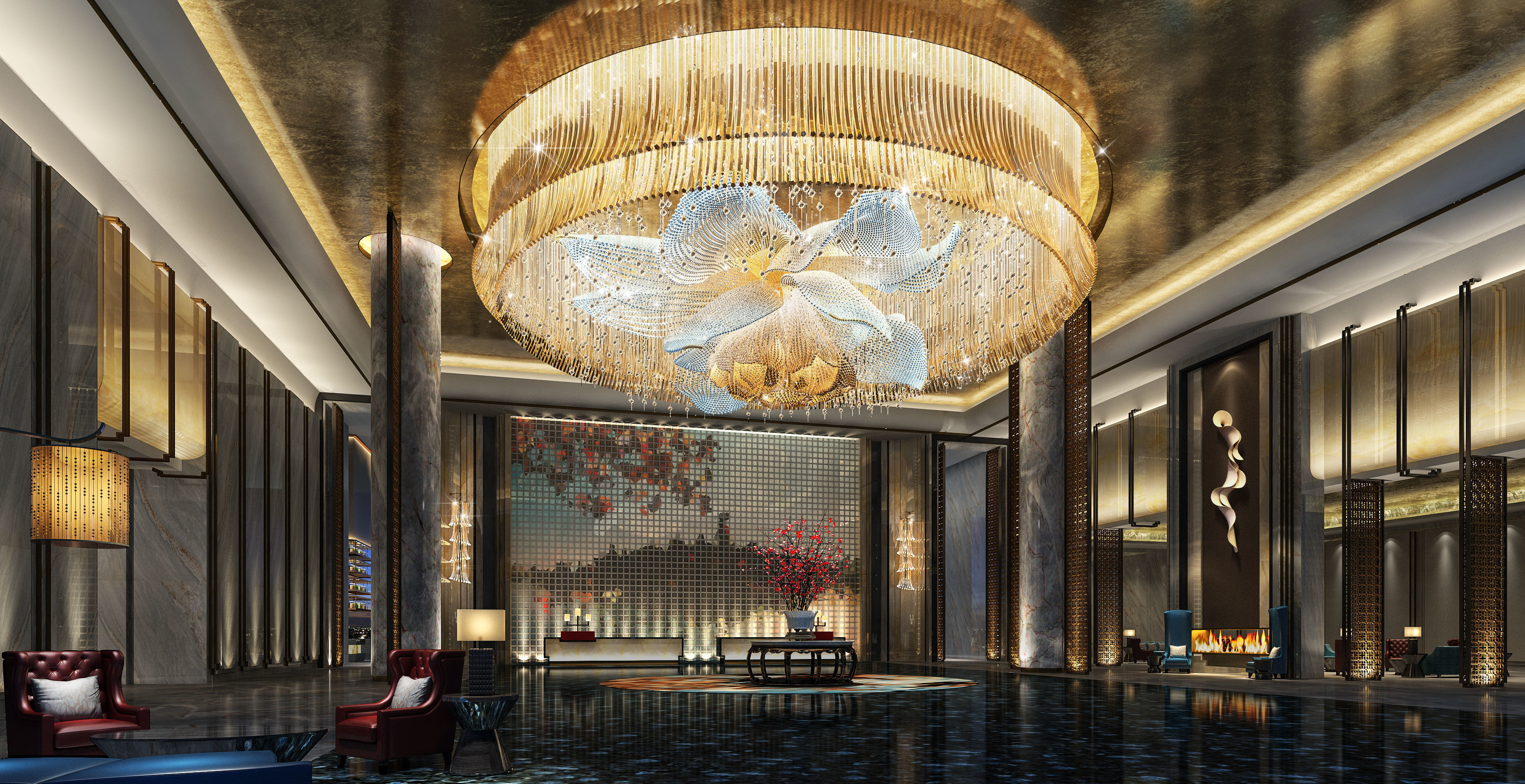 Luxury hotel lobby 3D model | CGTrader