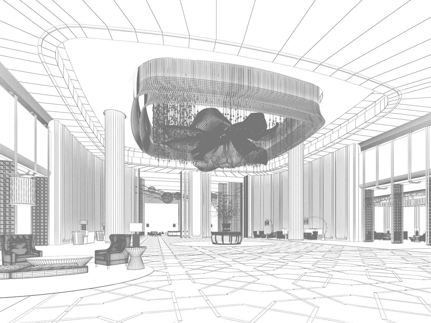 Luxury hotel lobby 3D model | CGTrader