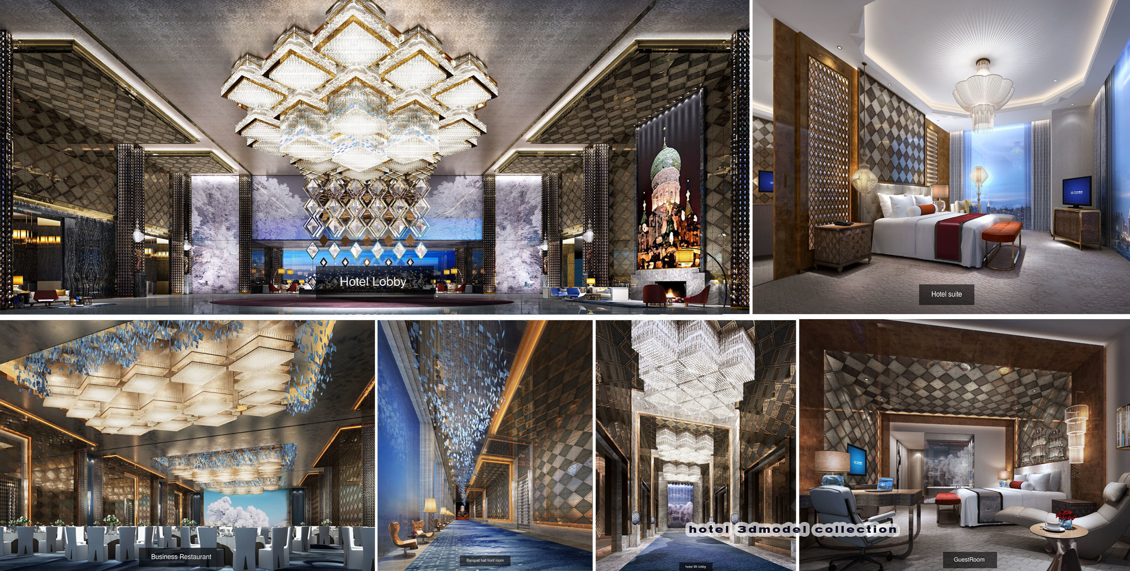 3D Model Collection High End Hotel Complete Design Tender 3D Model VR ...