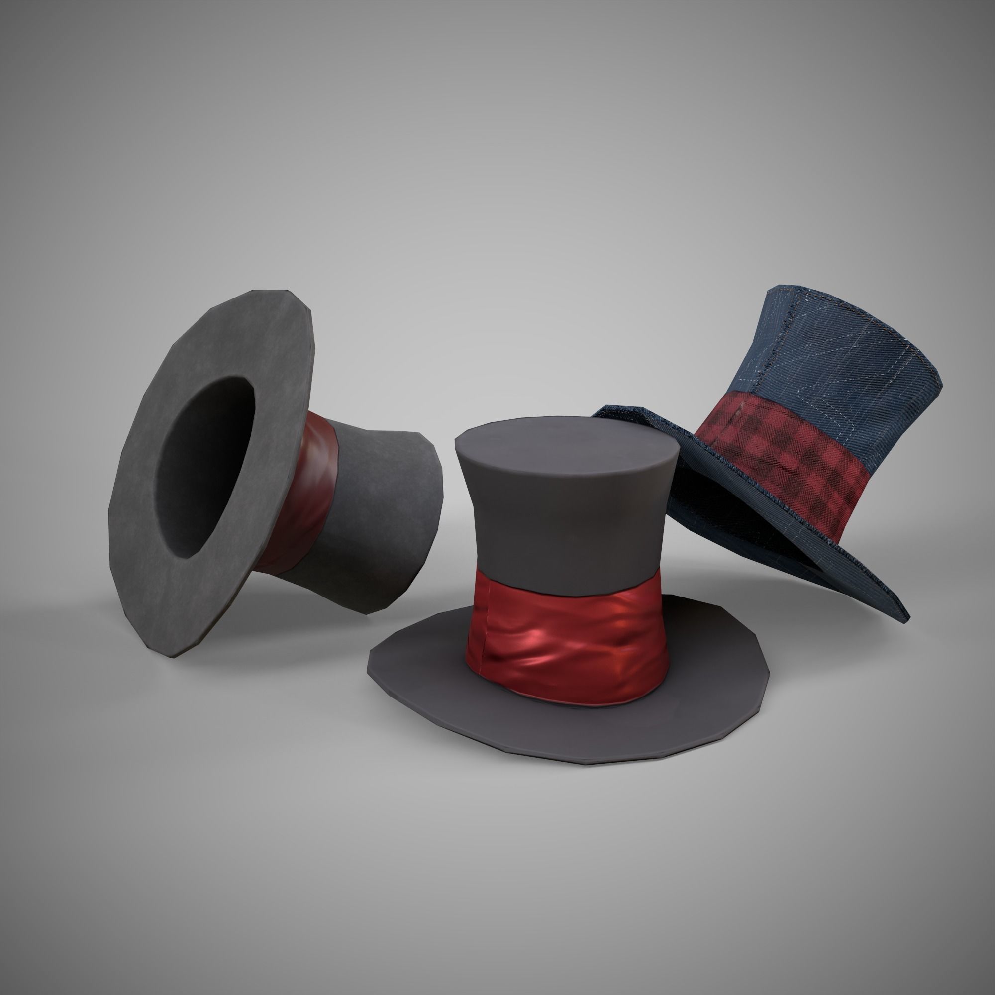 3D model The is a low-poly 3D model Hats with three different textures ...