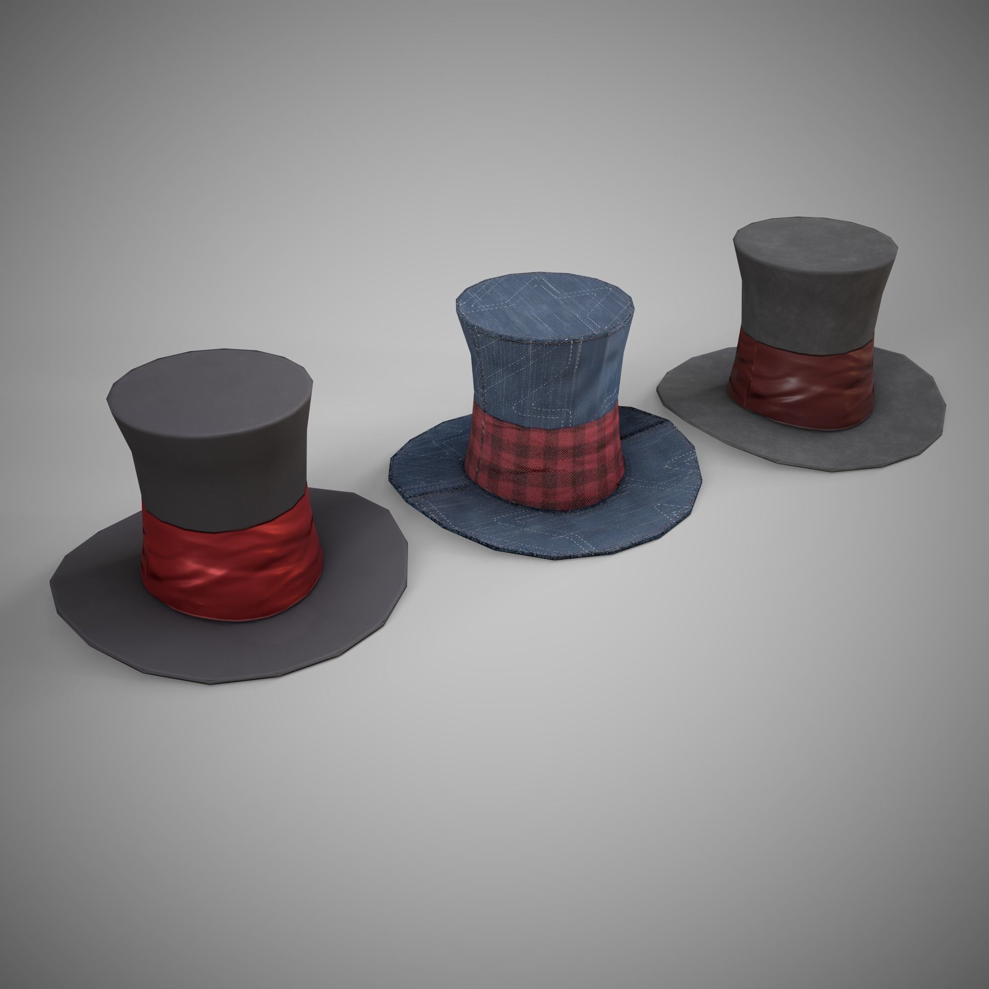 3D model The is a low-poly 3D model Hats with three different textures ...