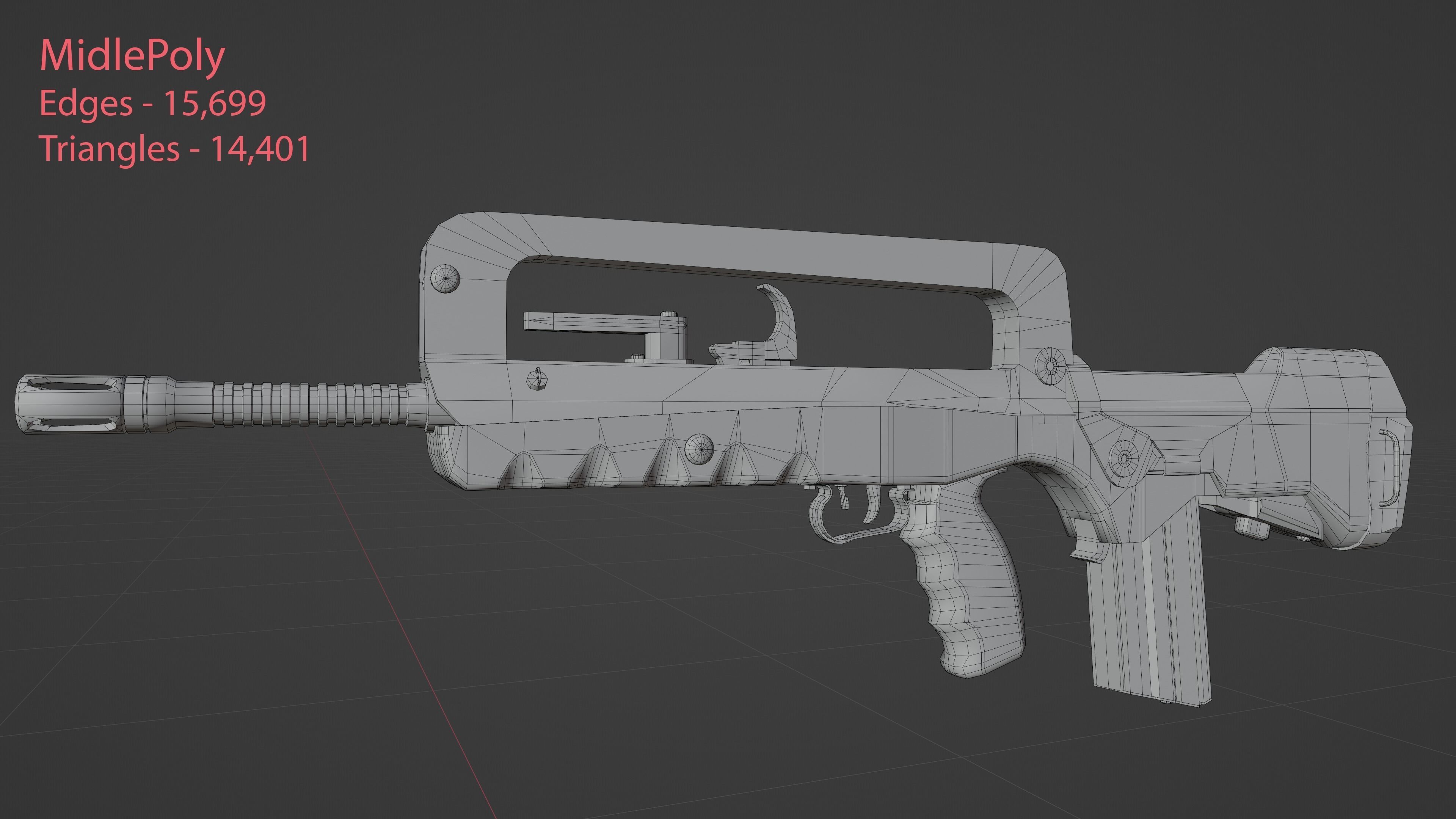 3D model FAMAS F1 Rifle Game Ready Midle-poly and Low-poly VR / AR ...
