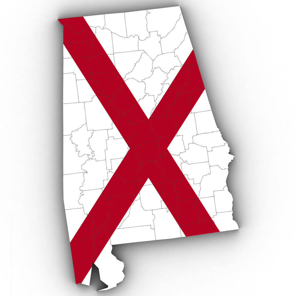 Alabama Political Map 3D model | CGTrader