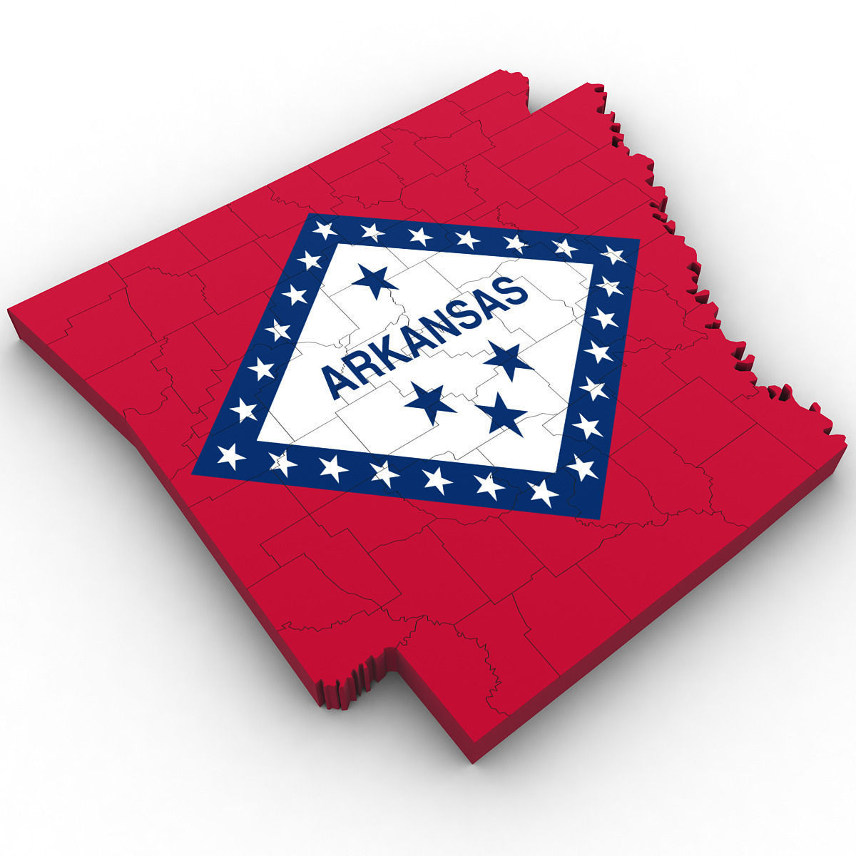 Arkansas Political Map 3D model | CGTrader